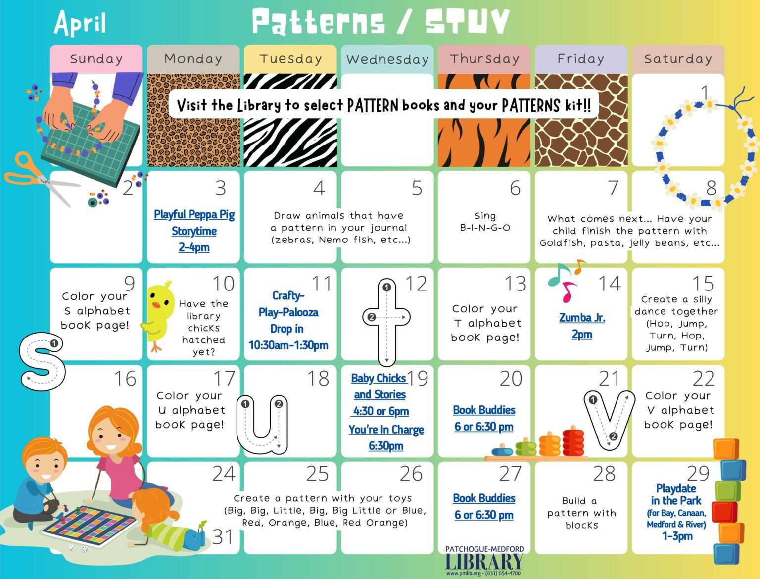 April calendar – Patchogue-Medford Library